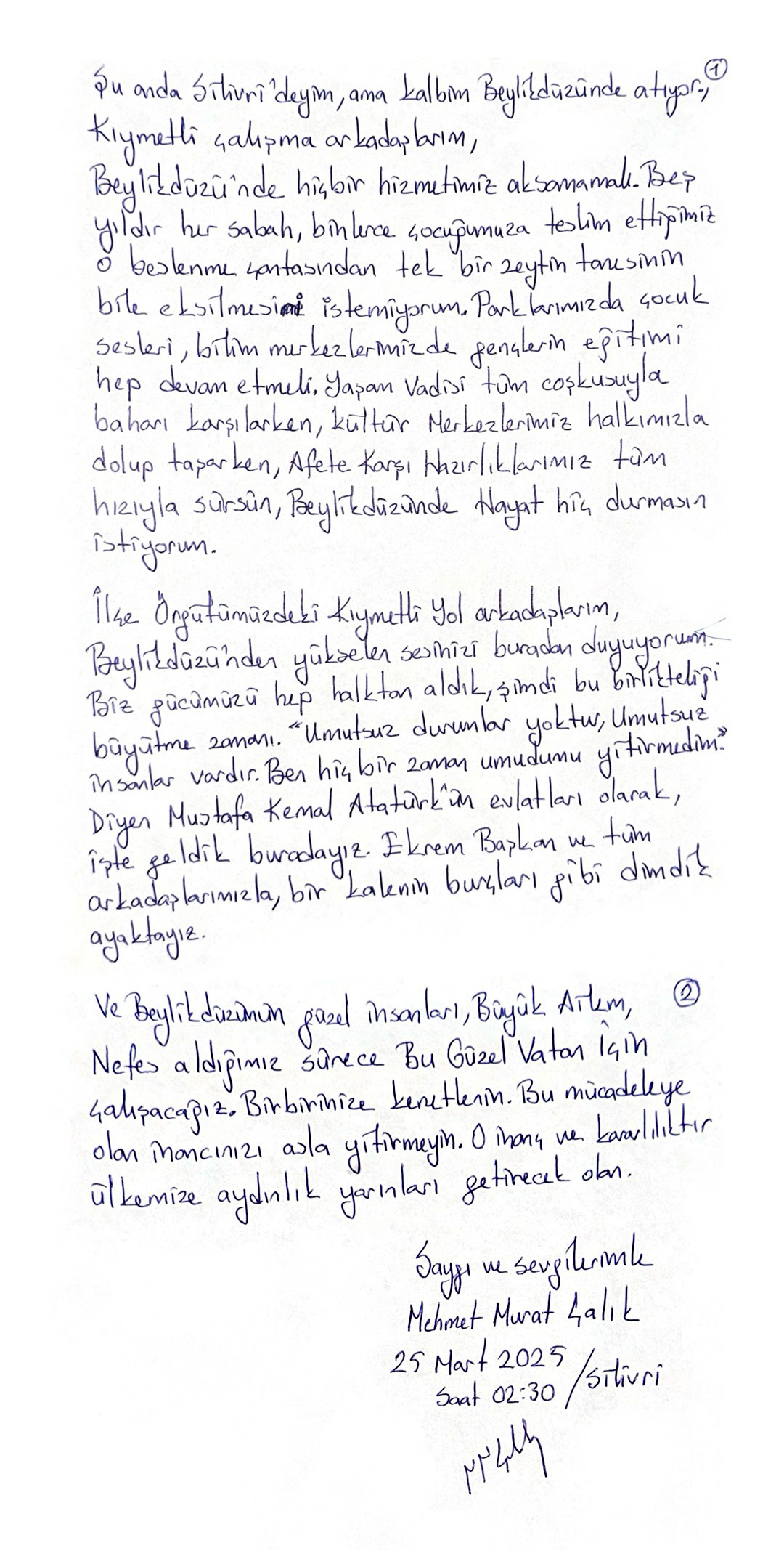 Mehmet Murat Çalık, cezaevinden mesaj yolladı: Kalbim Beylikdüzü’nde atıyor